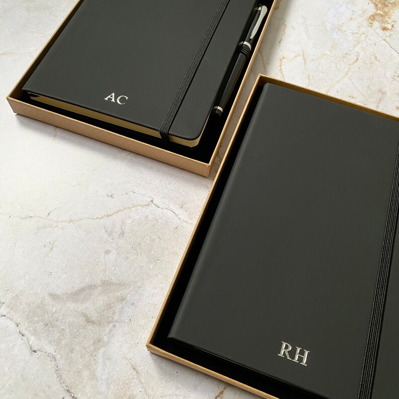 Notebook & Metal Pen Set Personalised Boxed Gift A5 Black - Etsy UK