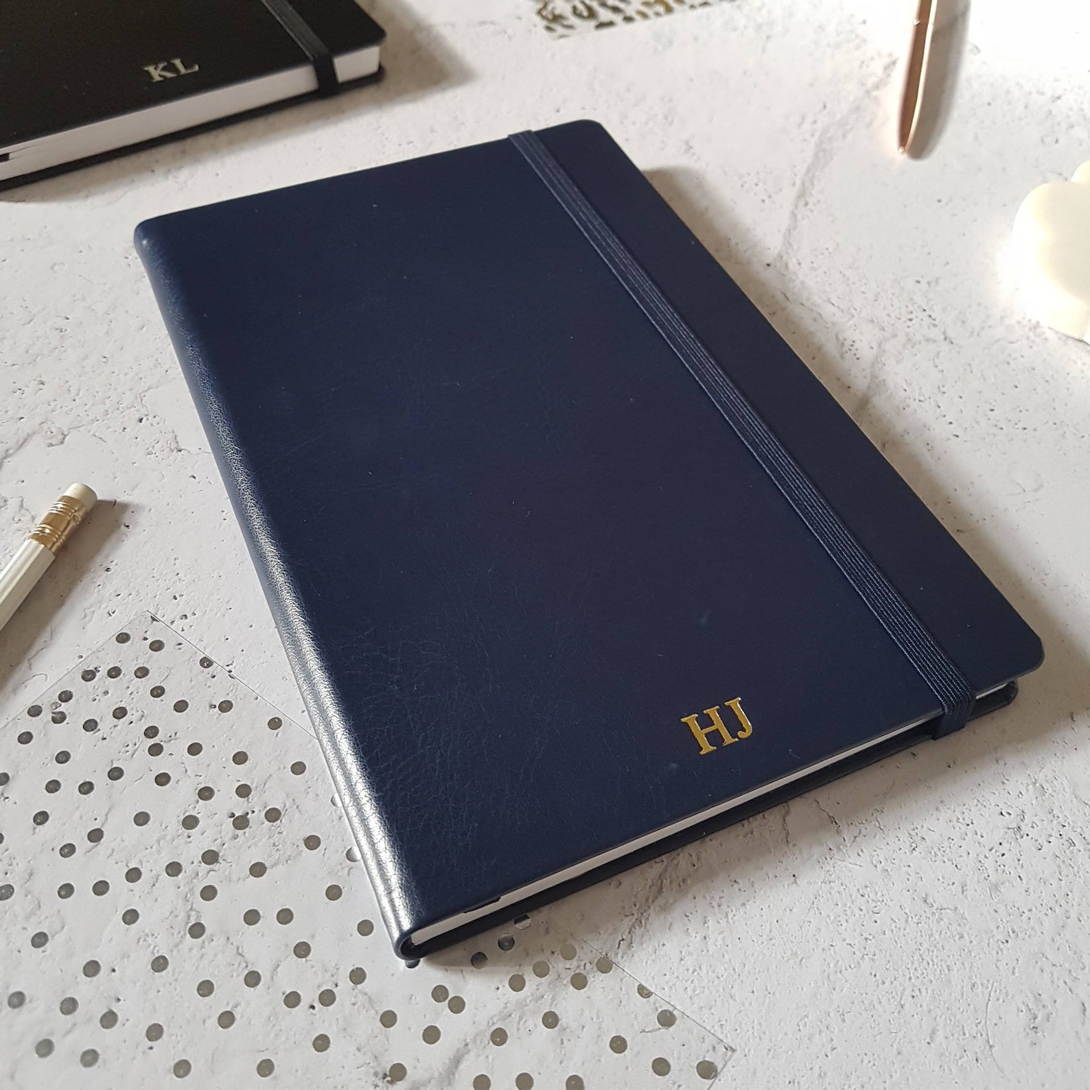 Personalised Notebook Navy Blue A5 Journal or Sketchbook dot - Etsy UK