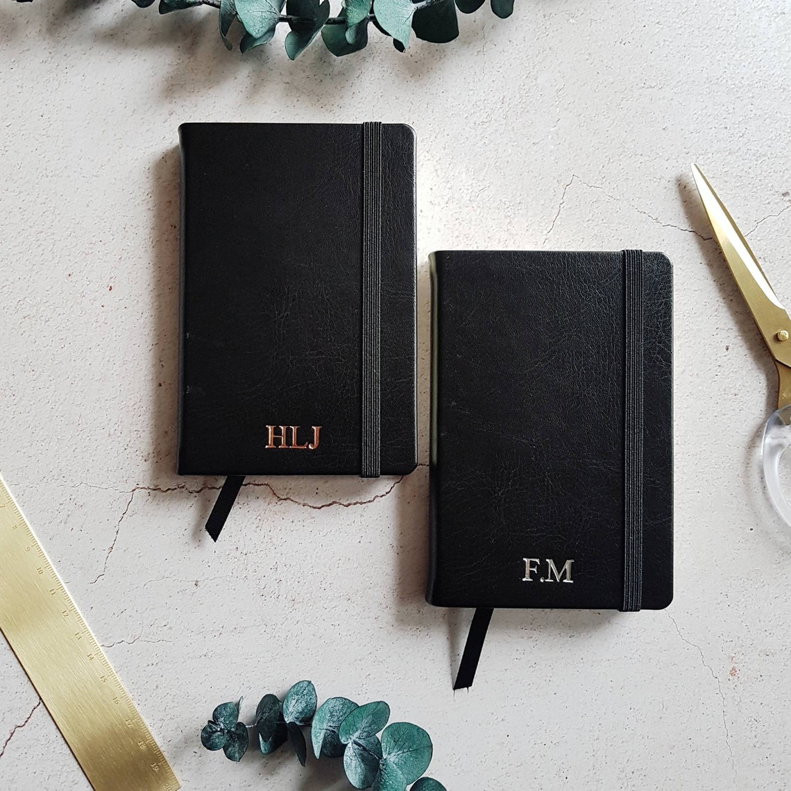 Personalised A6 Notebook, Black/brown, Small Journal Lined/plain Paper ...