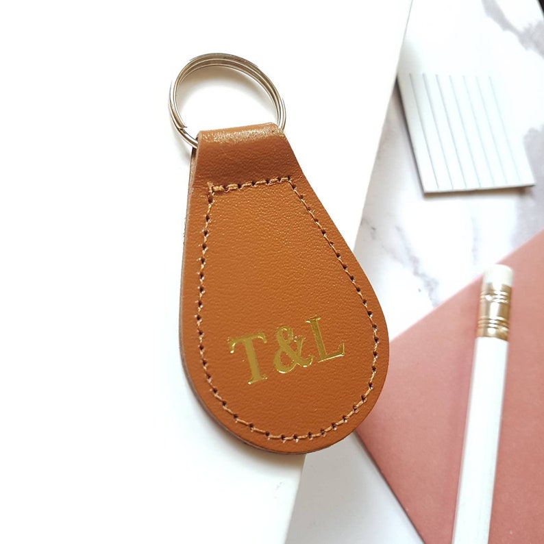 Personalised Keyring Anniversary Leather Key Fob with | Etsy