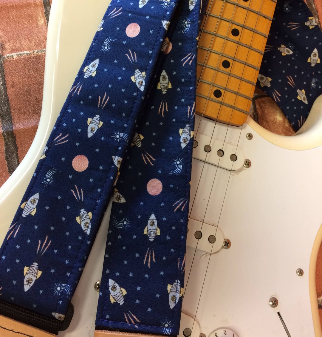 Rockets Guitar Strap // Retro Out-of-this-world Space Ship Guitar Strap ...