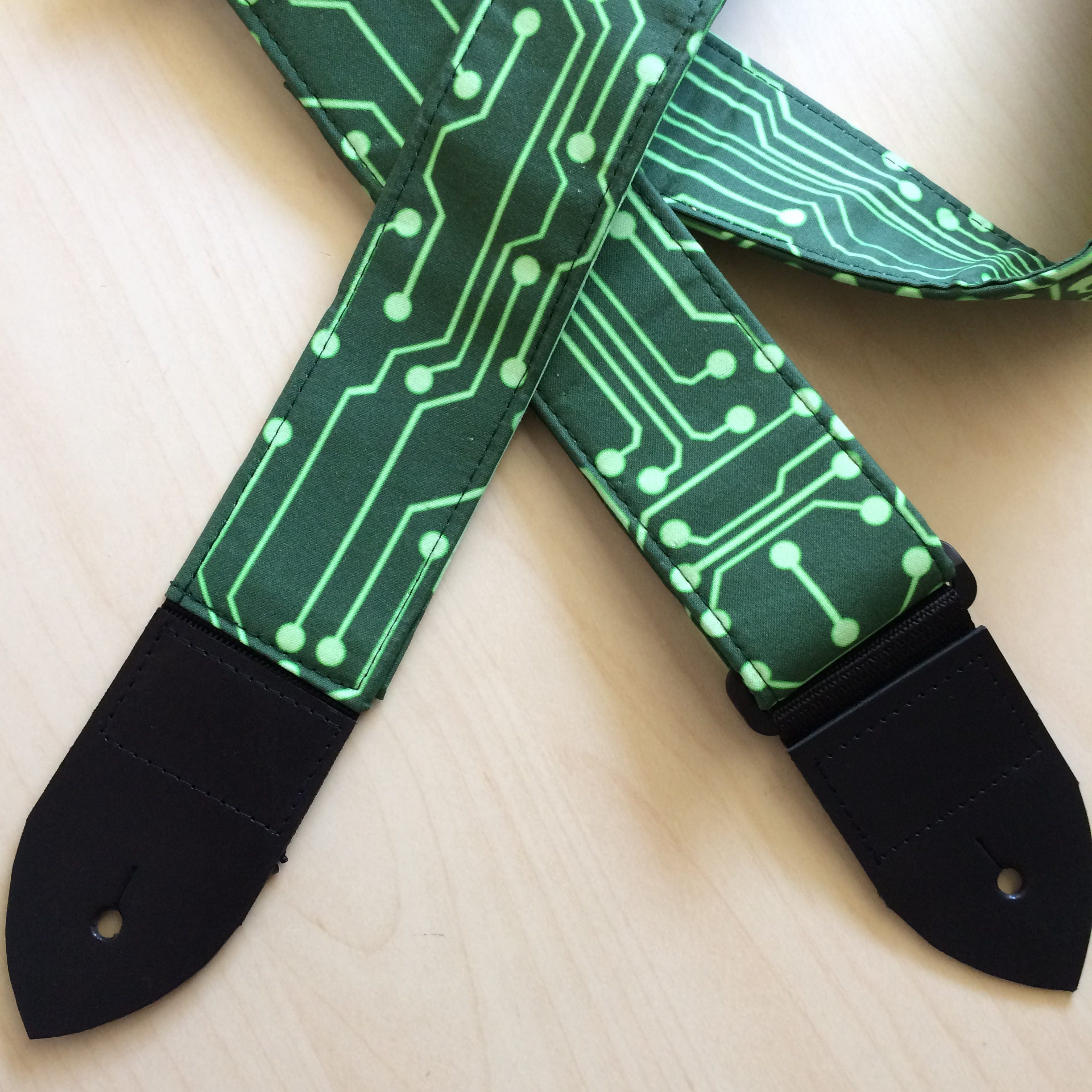 Circuit Board Guitar Strap // Techno Lime PCB Traces on Dark - Etsy UK