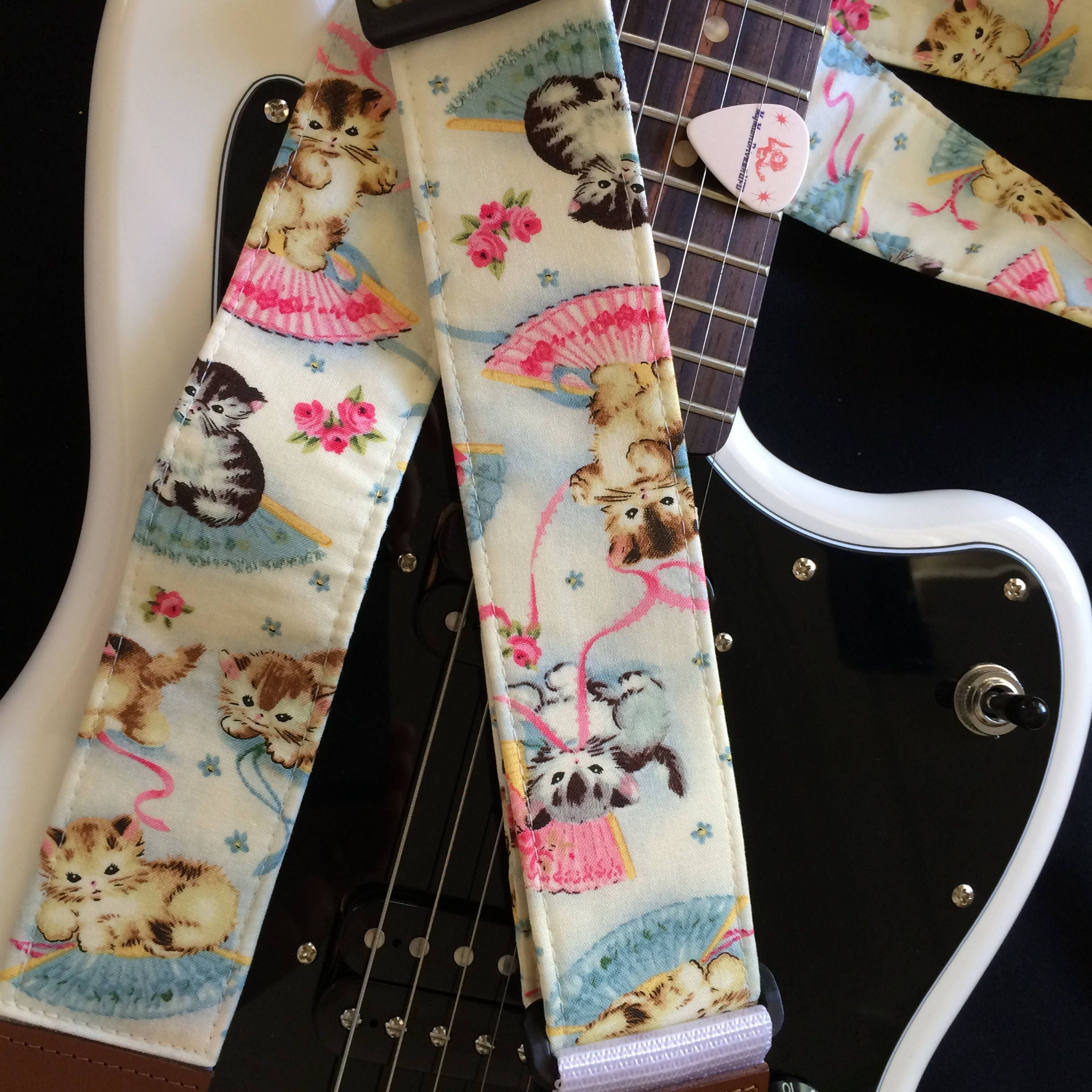 Kitten Guitar Strap // Adorable Pastel Retro Nostalgia Music | Etsy