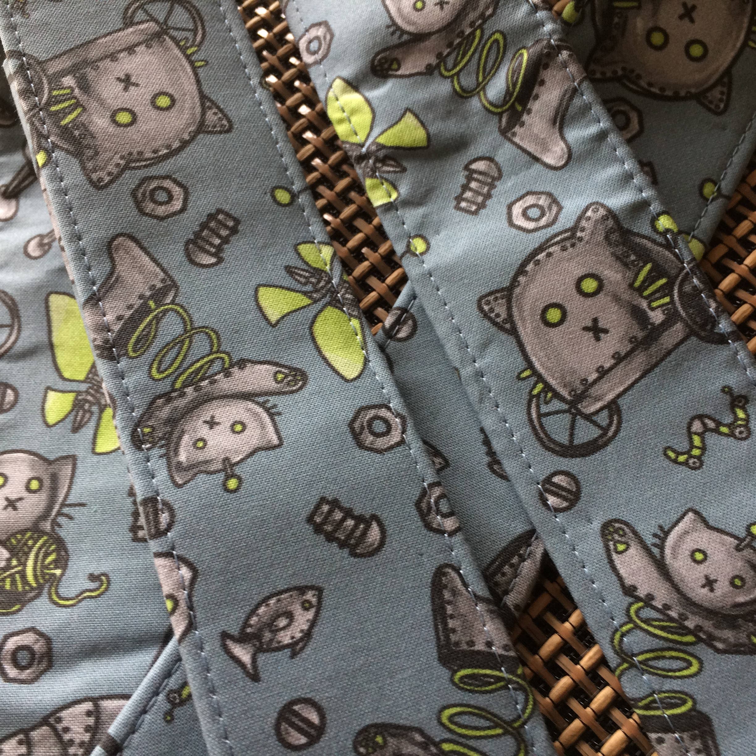 Robot cat guitar strap // grey steampunk cats on a blue-grey | Etsy