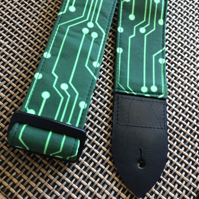 Circuit Board Guitar Strap // Techno Lime PCB Traces on Dark | Etsy