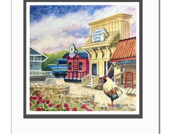 Historic Downtown Oil Painting, Blue Ridge, Georgia, Building, Railroad ...