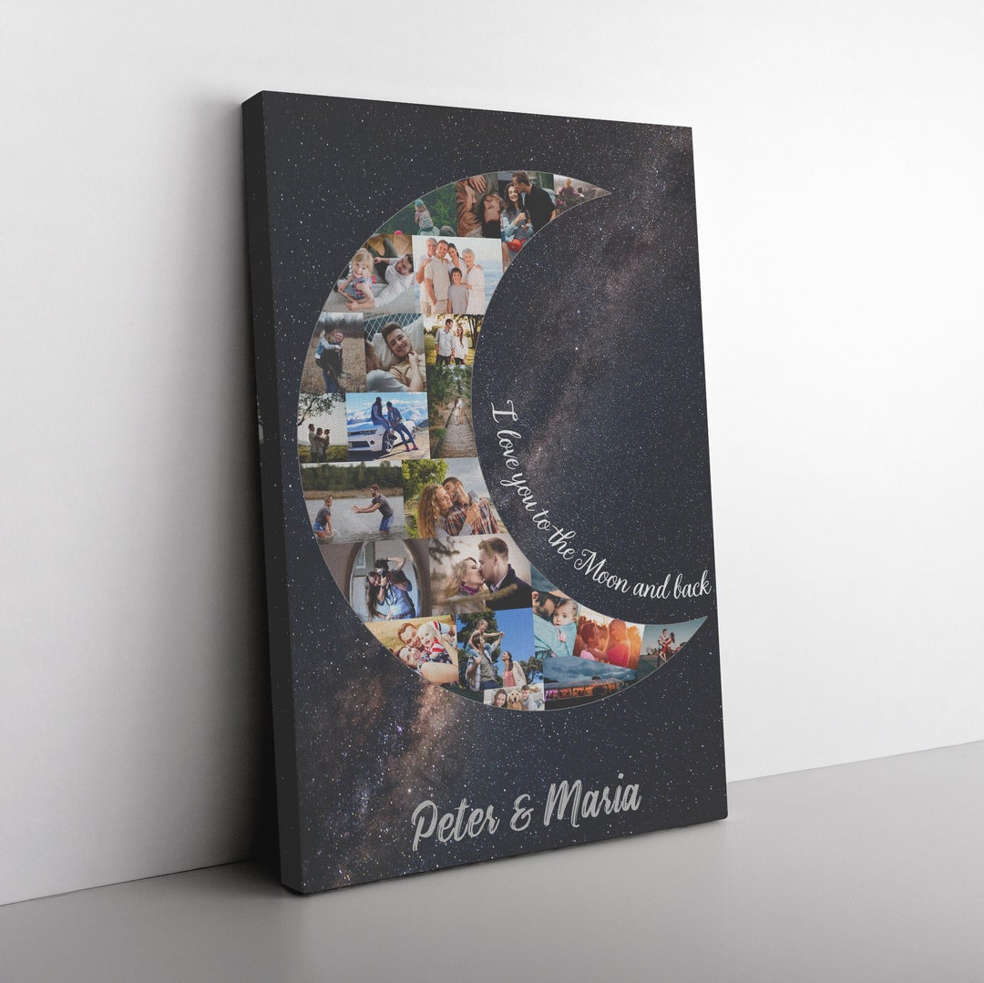 Moon Photo Collage - Personalized Collage Canvas - Anniversary or ...
