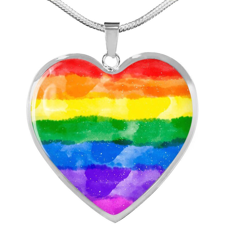 LGBT Necklace LGBT Jewelry Gay Pride Pendant Rainbow Heart - Etsy