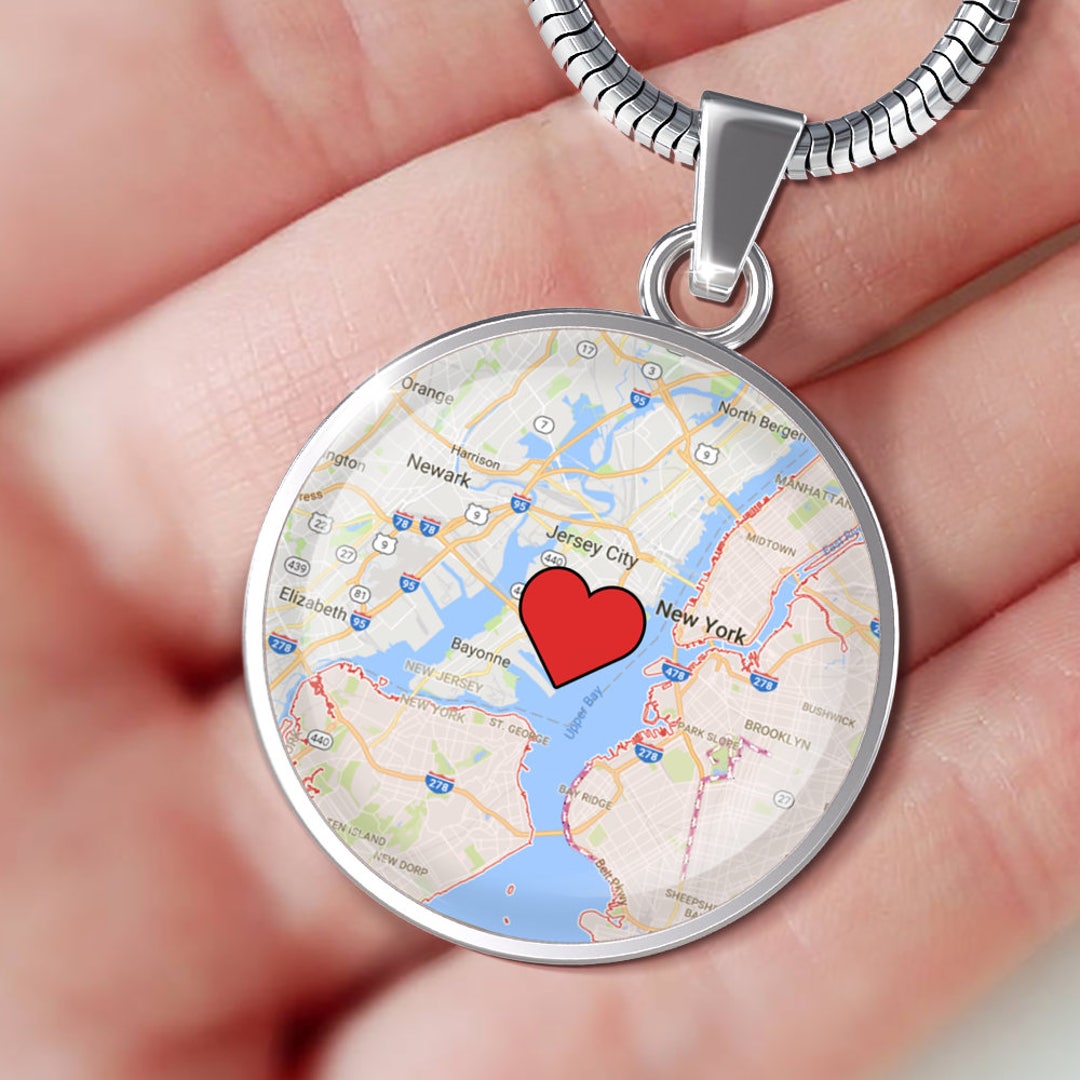 Personalized Map Location Necklace - Where We Met Custom Pendant ...