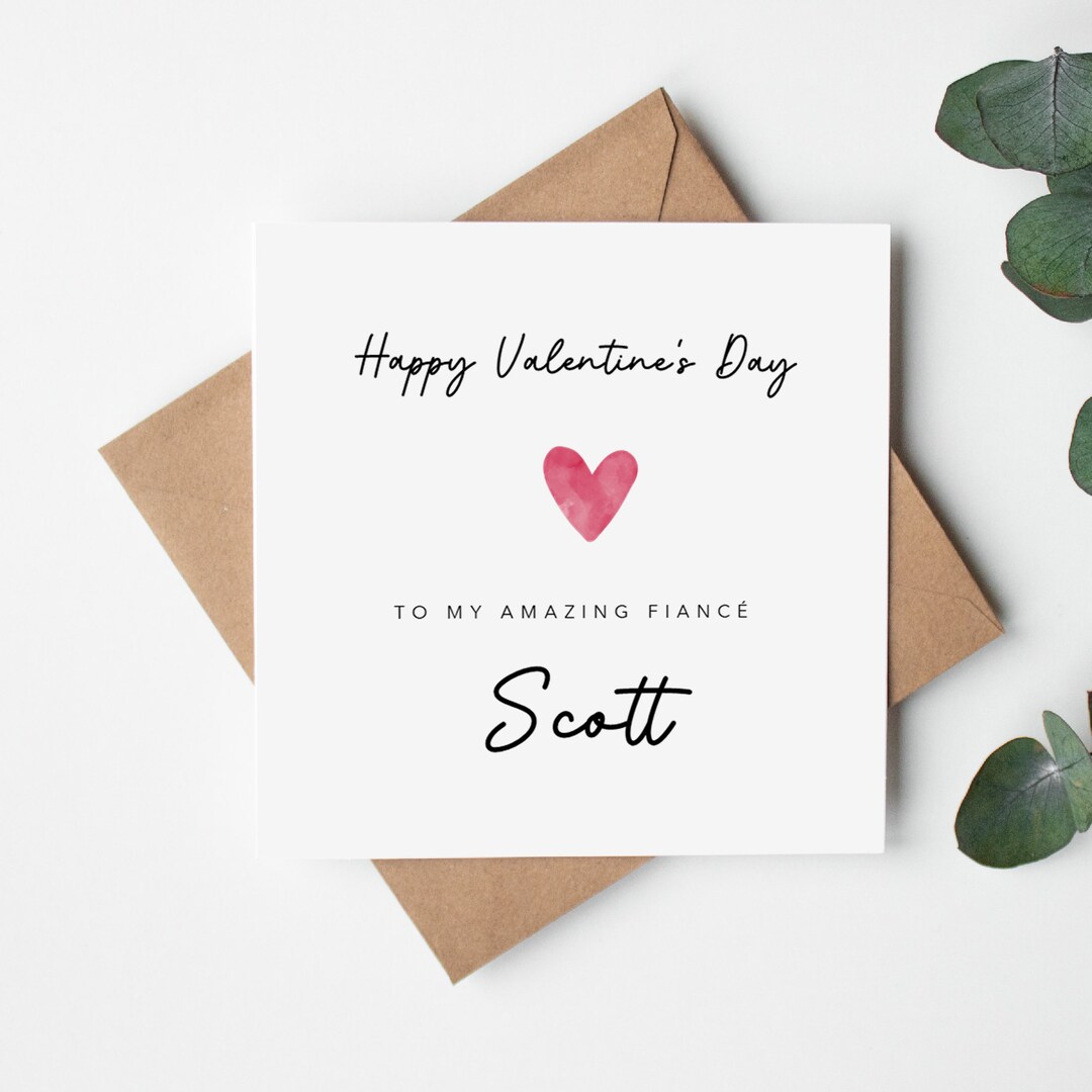 Personalised Fiance Valentines Card Simple Valentine's Day Husband ...