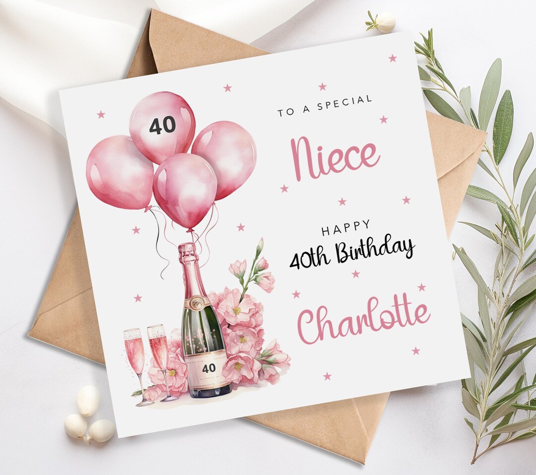 Niece 40th Birthday Card - Personalised Birthday Card - 40th Birthday ...