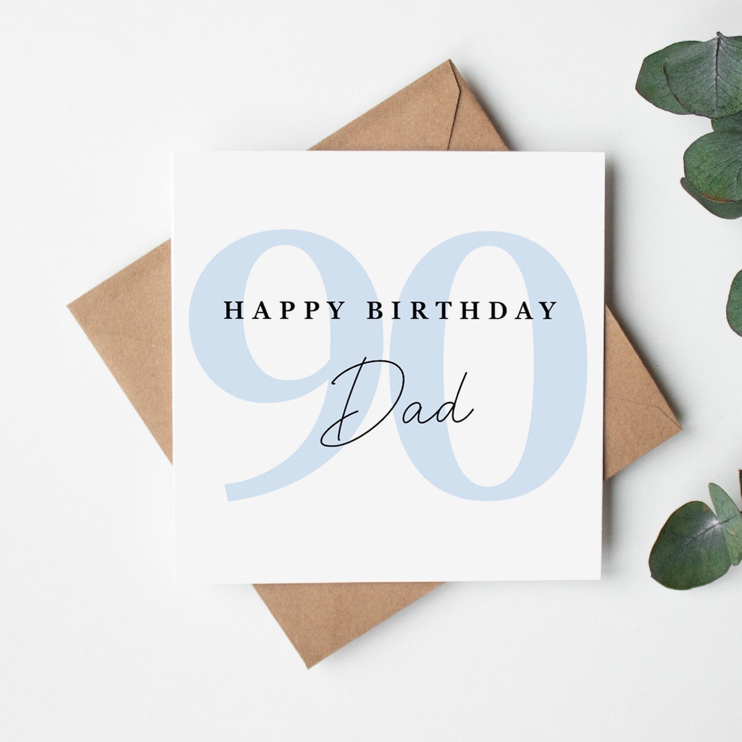 Dad 90th Birthday Card - Ninety Birthday Card - Simple Design - Modern ...