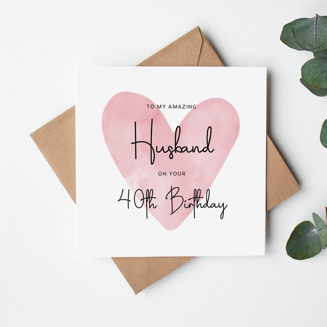 Husband 40th Birthday Card - FORTIETH - Quality Printed Card - Envelope ...