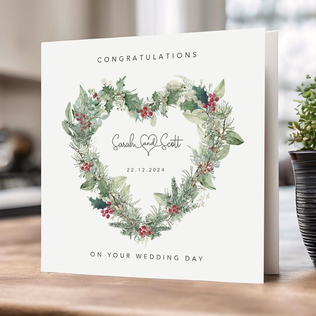 Personalised Wedding Card Winter Wedding Card Christmas Wedding Card ...