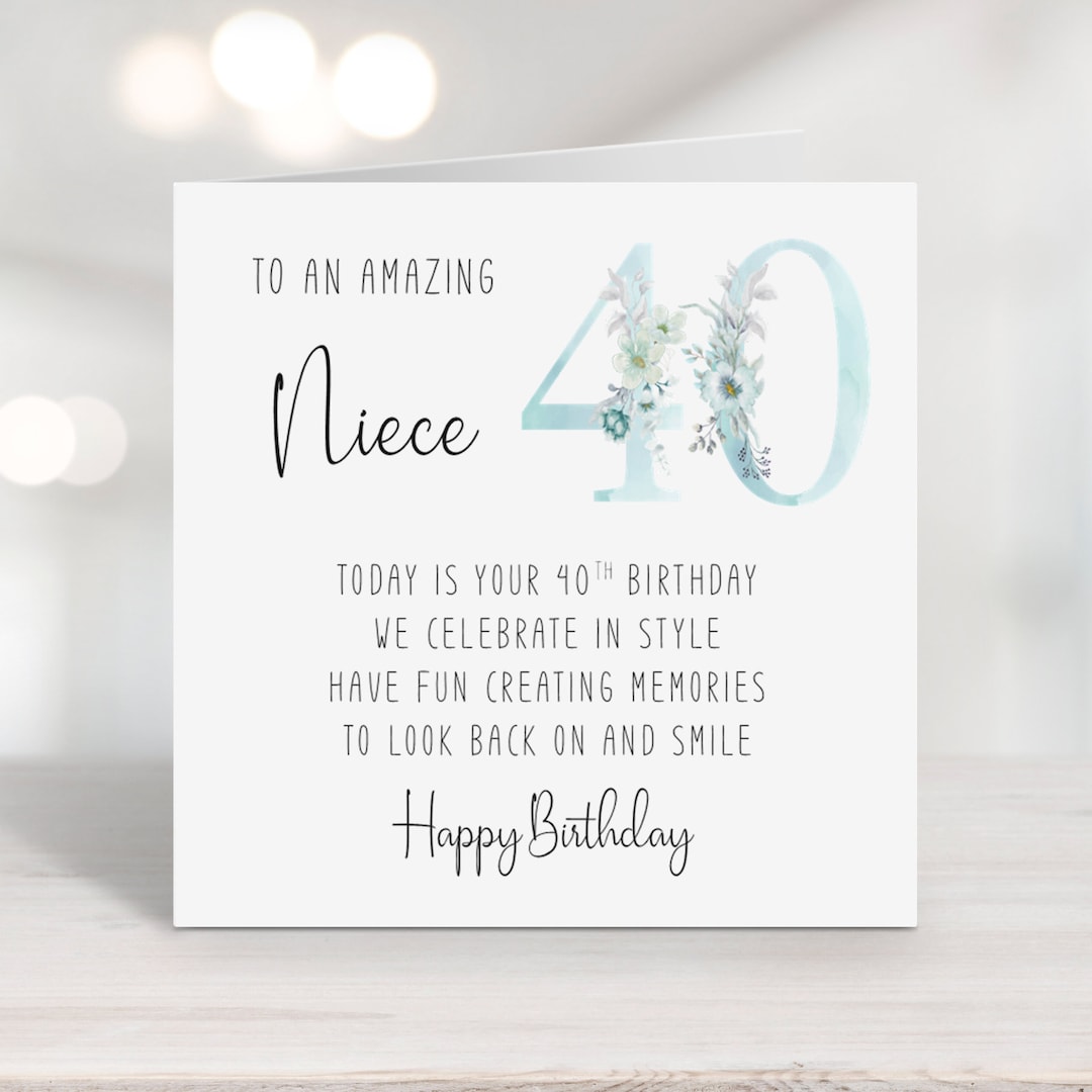 Niece 40th Birthday Card With Verse/poem Forty Birthday - Etsy Canada