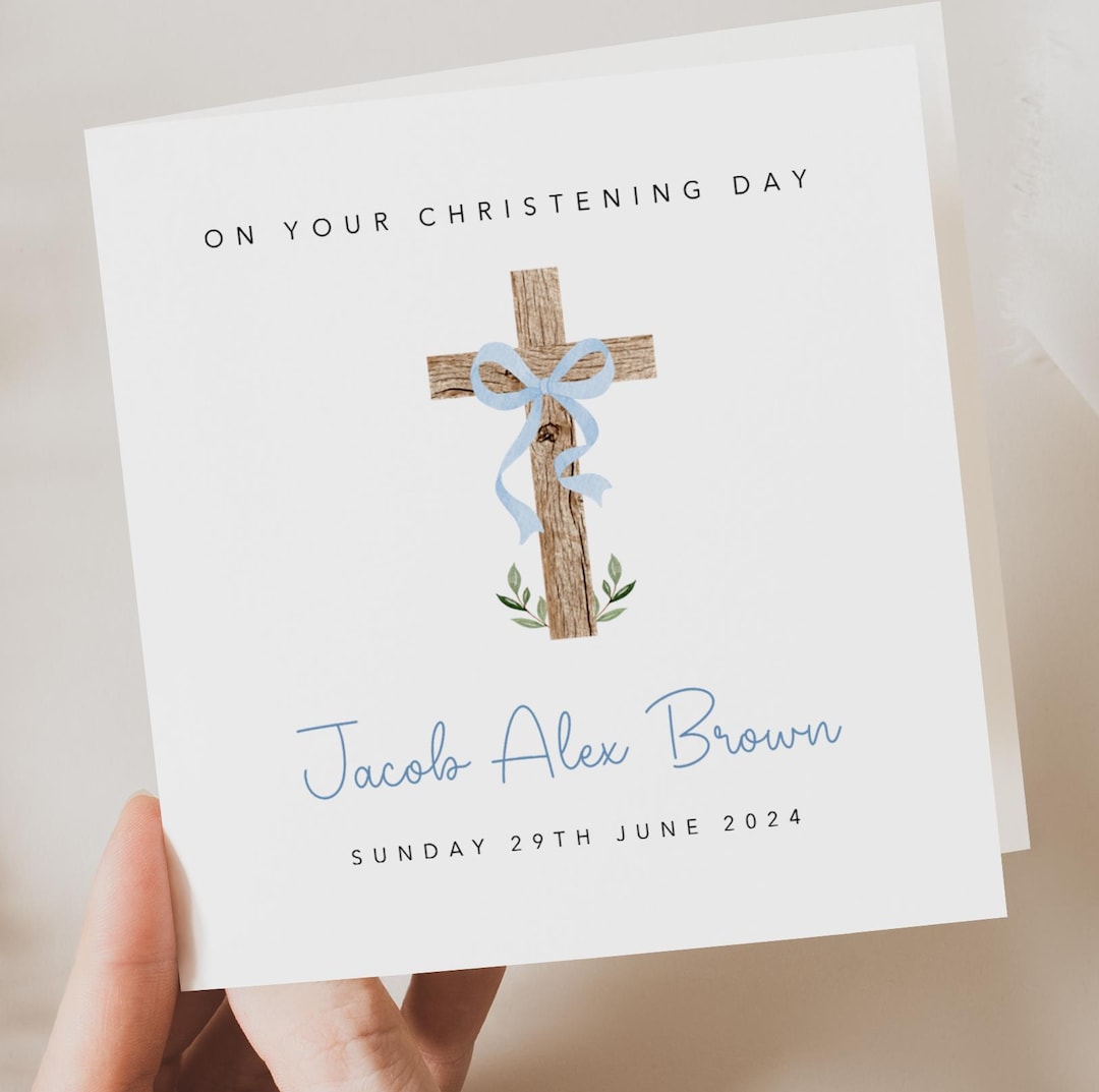 Personalised Christening Card Grandson Son Nephew Godson Little Boy ...