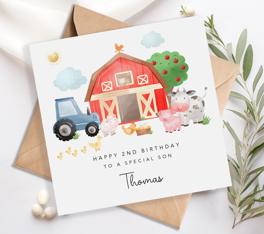 Farm Birthday Card - Personalised 1st 2nd 3rd 4th 5th Birthday Card for ...