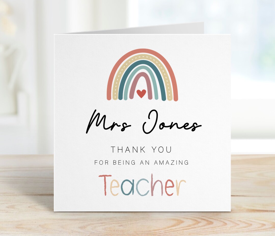Teacher Thank You Card Personalised Thank You for Being an Amazing ...