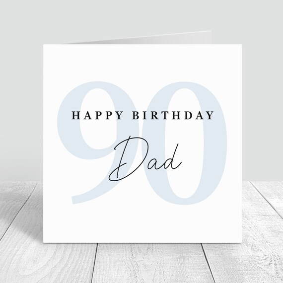 Dad 90th Birthday Card Ninety Birthday Card Simple Design - Etsy