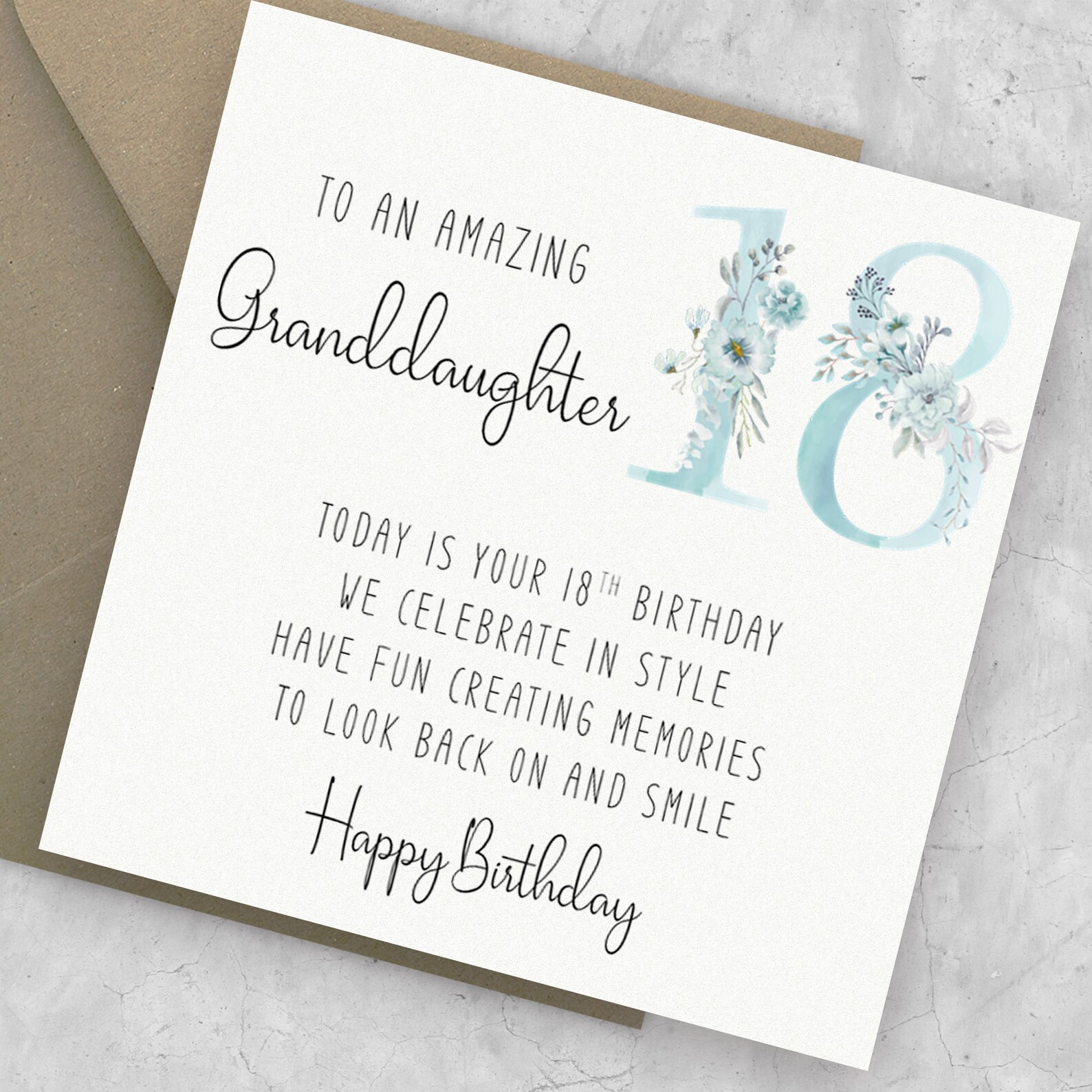 Granddaughter 18th Birthday Card With Verse poem Eighteenth Etsy UK