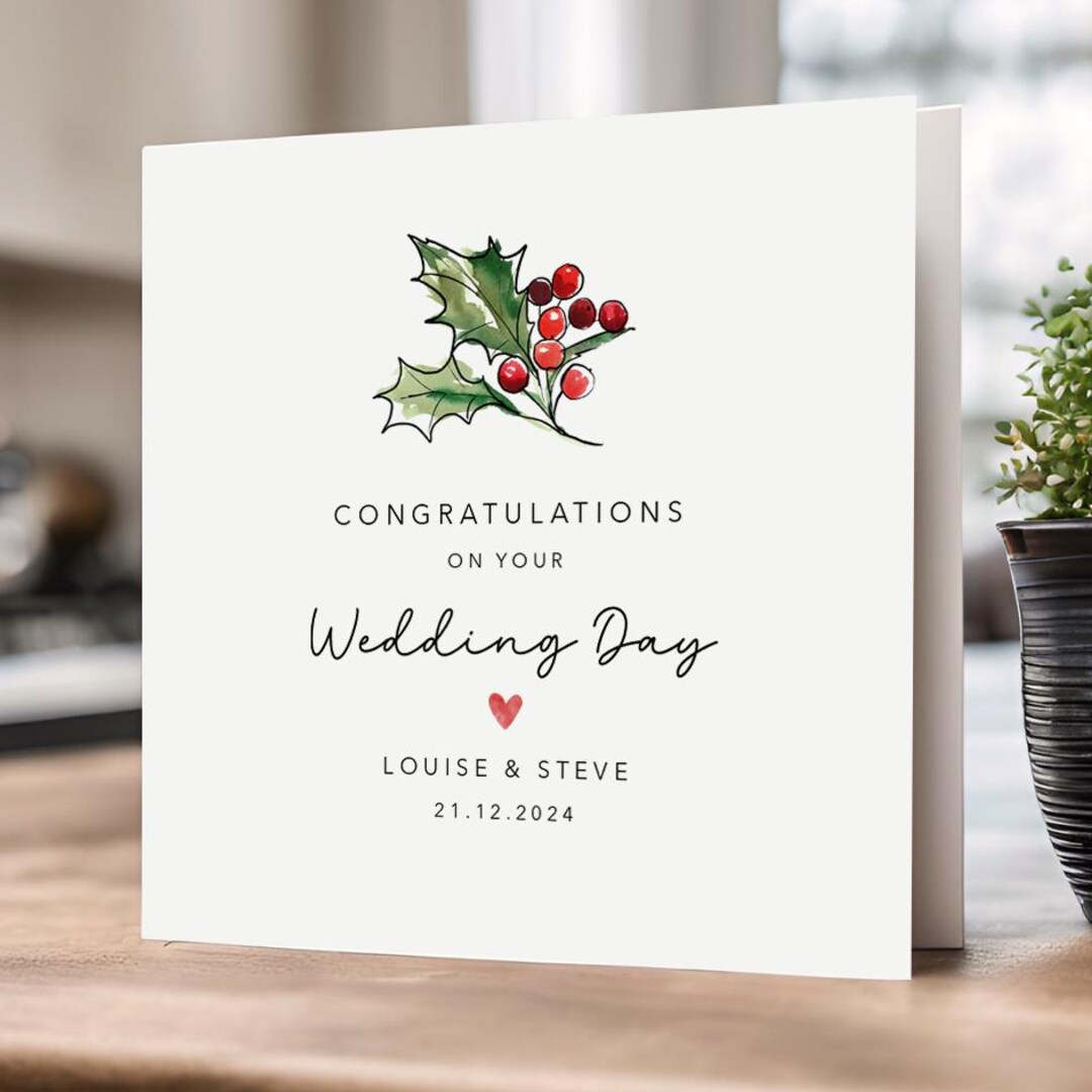 Personalised Wedding Card Winter Wedding Card Christmas Wedding Card ...