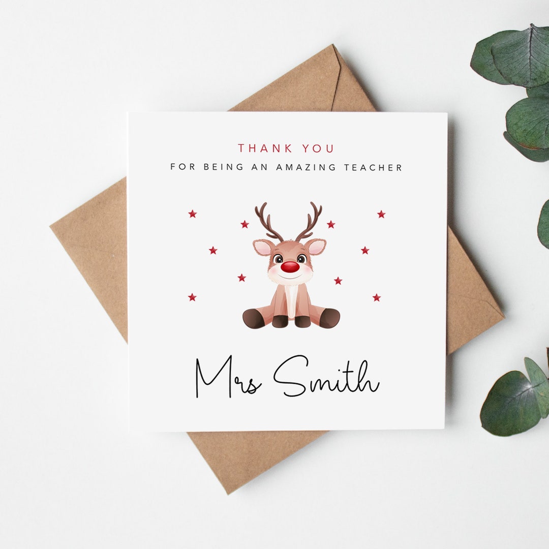 Personalised Teacher Christmas Card Thank You Card for - Etsy UK