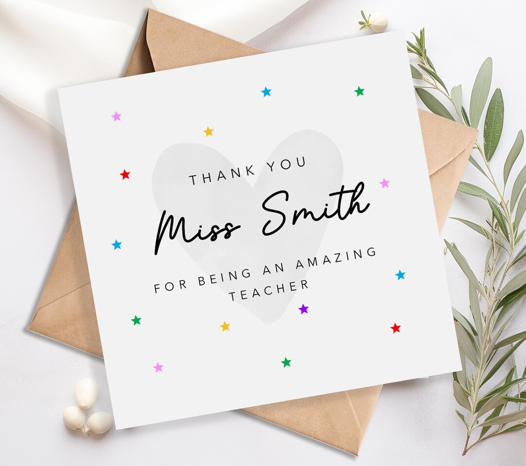 Personalised Teacher Thank You Card - End of Term School - Teacher ...