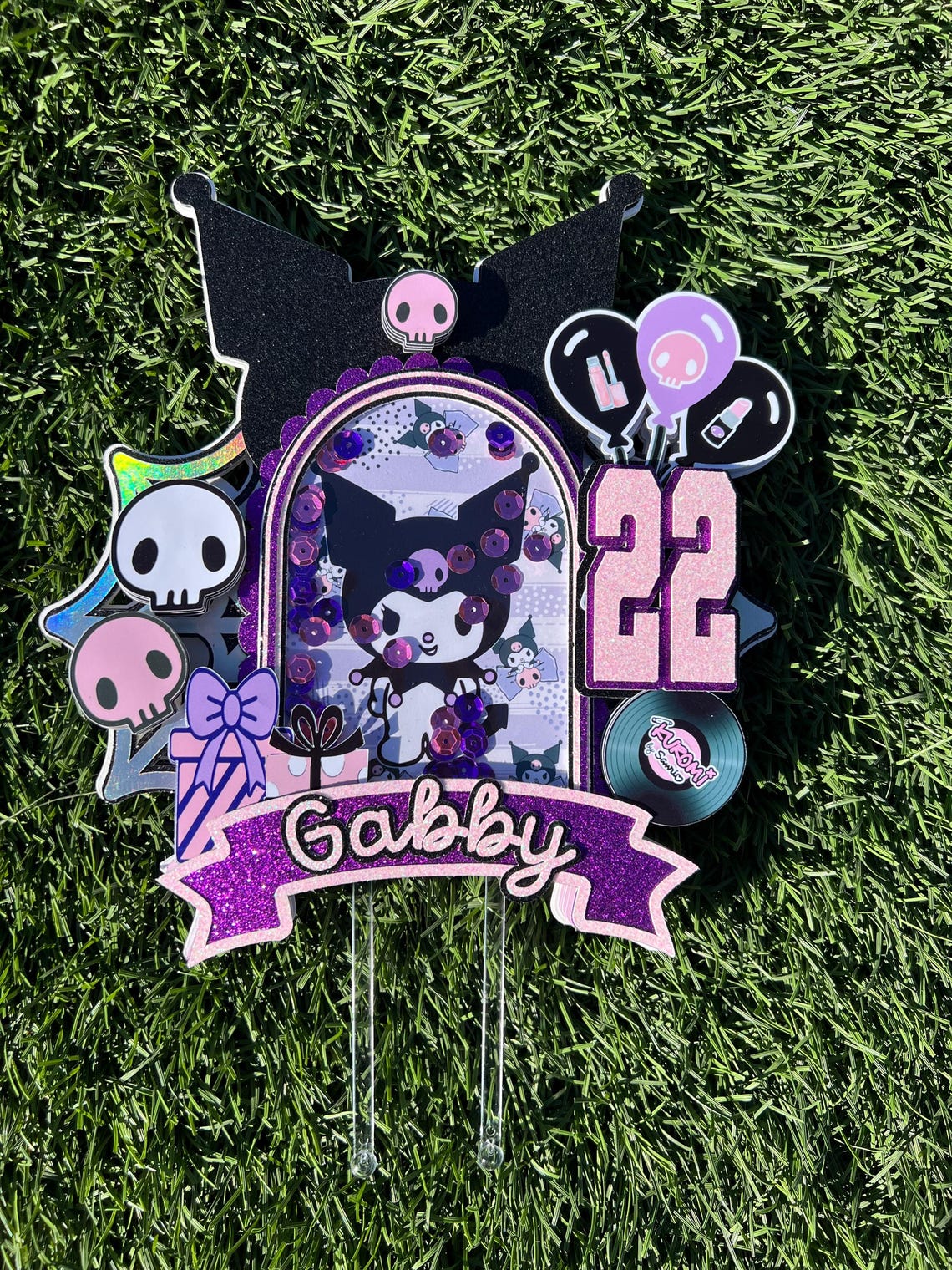 Kuromi Cake Topper Kuromi Shaker With Lights Topper Kuromi Party Kuromi ...