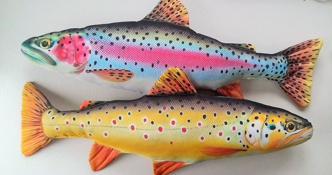 Fish Pillow BROWN TROUT Neck Pillow Animal Pillow Relax Pillow - Etsy