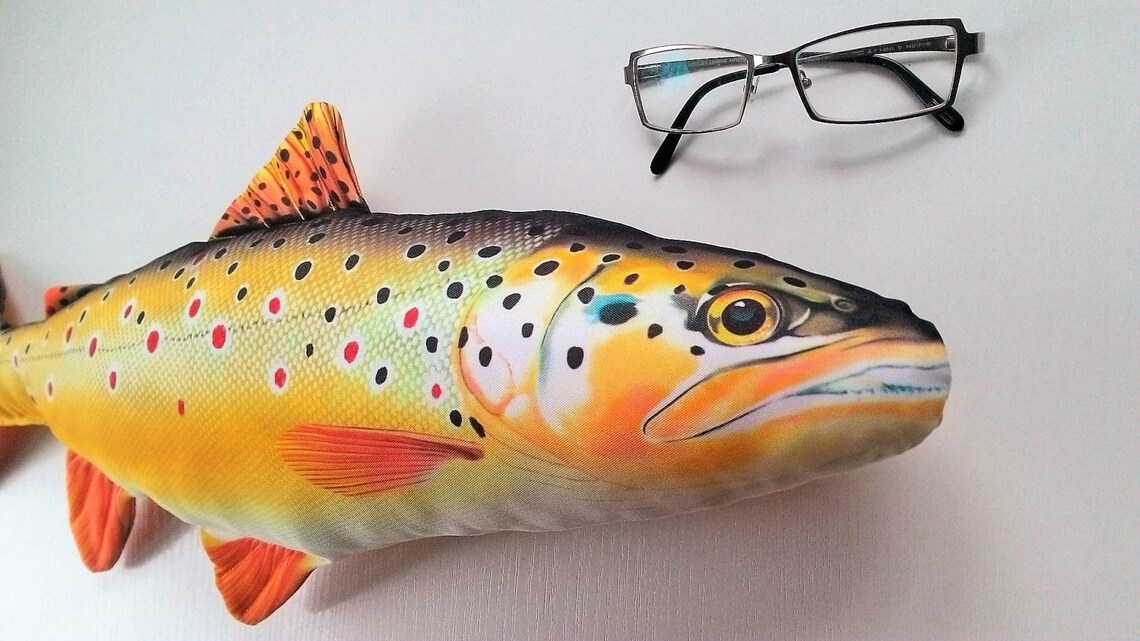 Fish Pillow BROWN TROUT Neck Pillow Animal Pillow Relax Pillow - Etsy