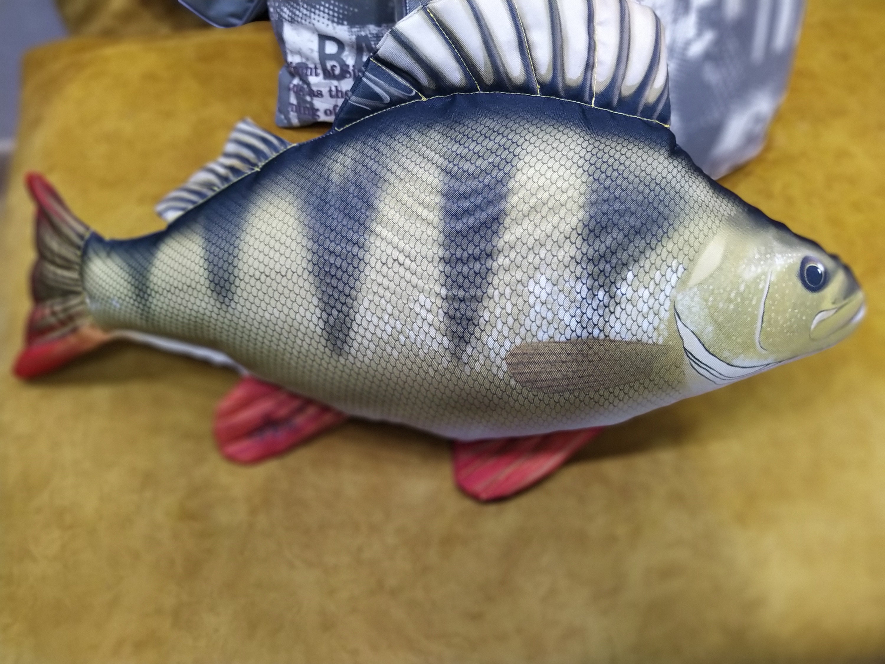 Fish Pillow Perch perca Fluviatilis Neck Pillow Animal Pillow Fisherman ...