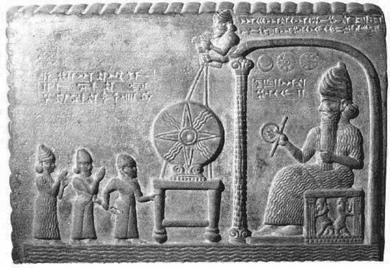 Sumerian Sun Disk of the Anunnaki God Shamash, Bronze Earrings. Rhodium ...