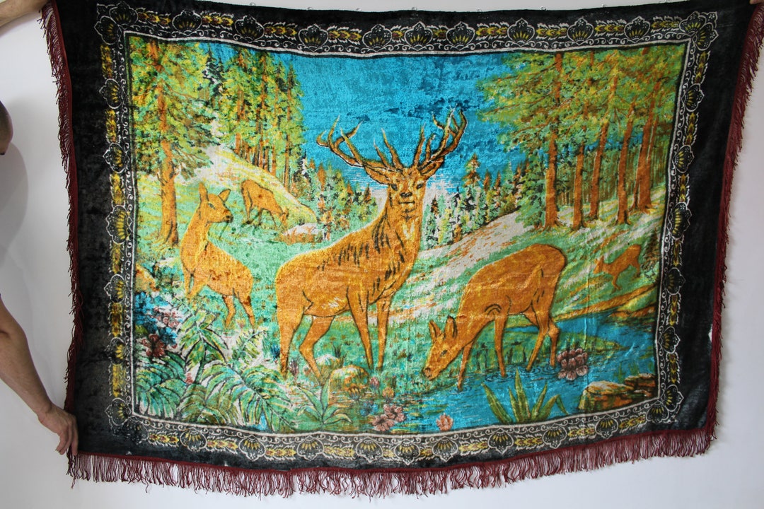 Soviet Vintage Plush Carpet.russian Style Vintage Coton Velvet Textile ...