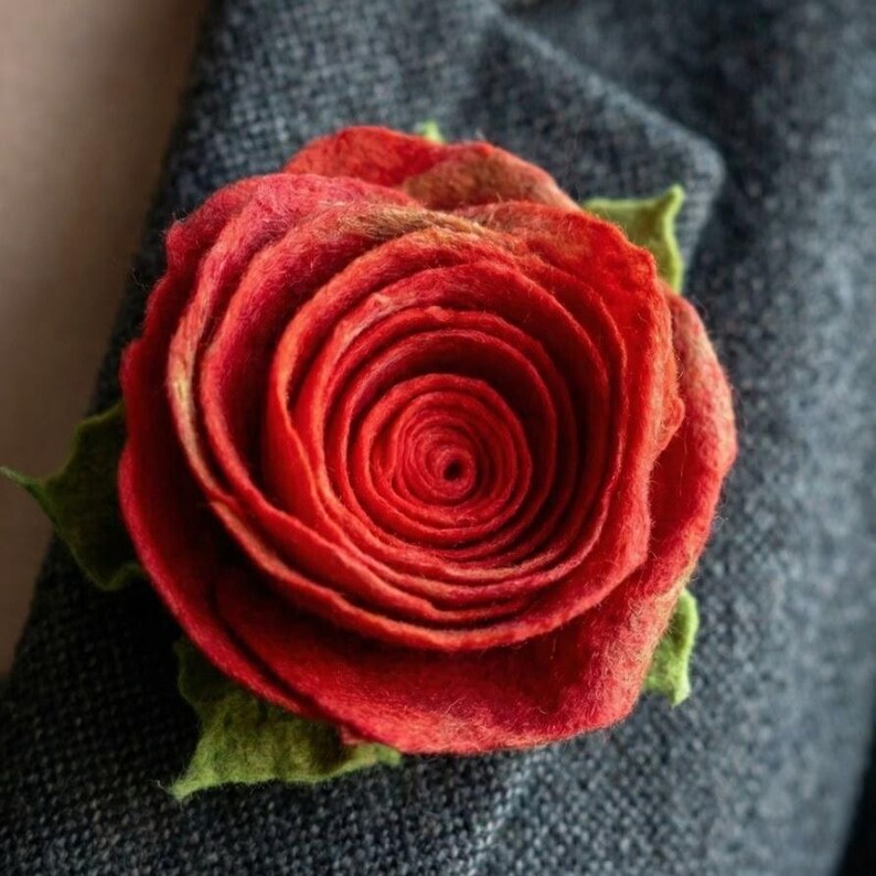 Handmade Merino Wool Felt Flower Brooch - Purple Rose Pin - Etsy