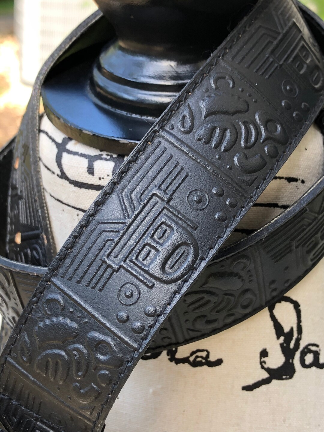 Vintage Black Tooled Leather Belt, Aztec Mayan Belt, South America ...