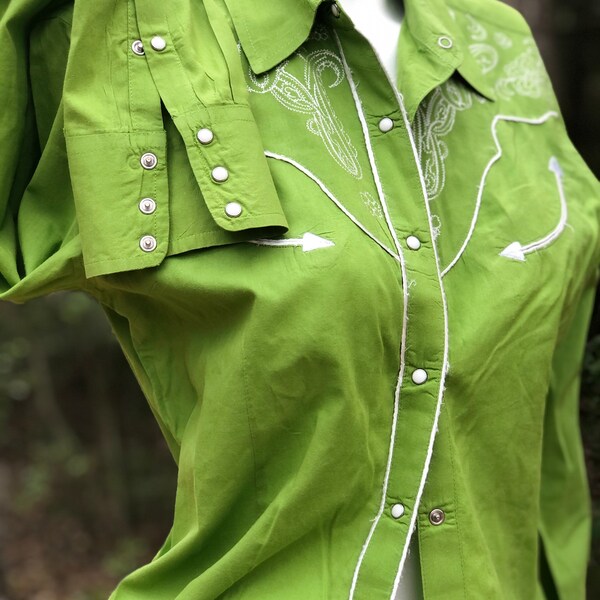 Lime Green Western Shirt - Etsy