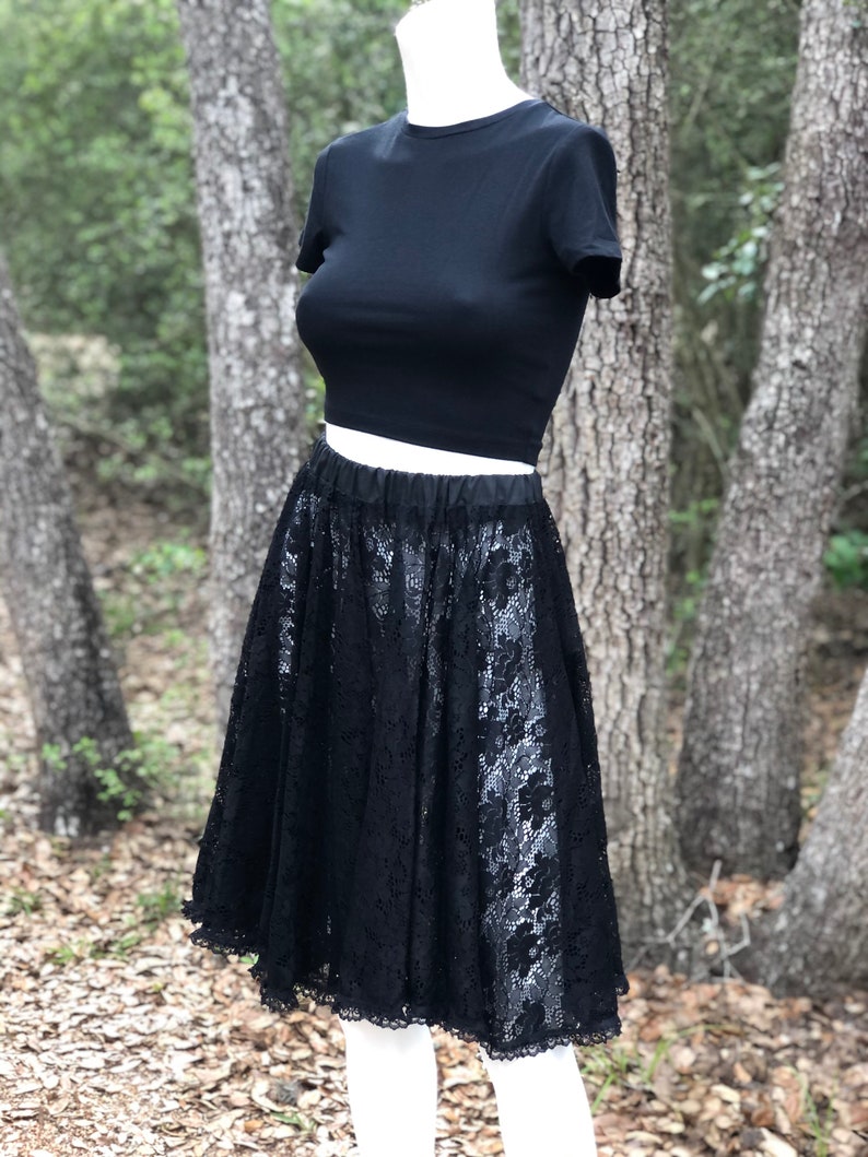 Vintage Sheer Black Lace Skirt Fit and Flare Petticoat Dark - Etsy