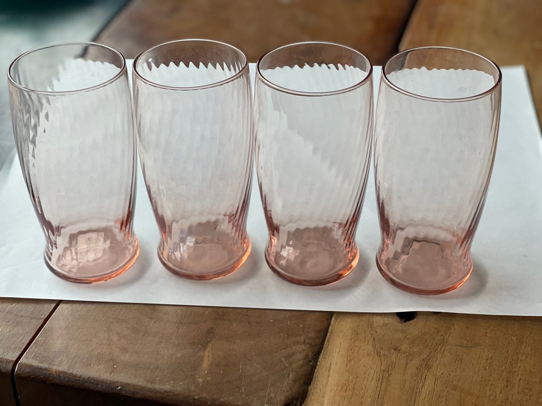 Pink Optic Swirl Highball Glasses: Vintage Wheaton Symphony Barware - Etsy