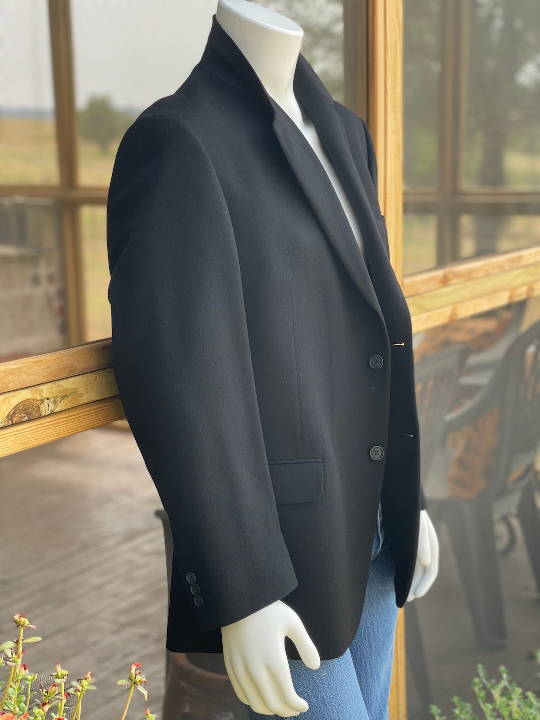 Black Cashmere Sport Coat, Vintage Black Blazer, Professor Suit Jacket, Dark Academia, Preppy ...