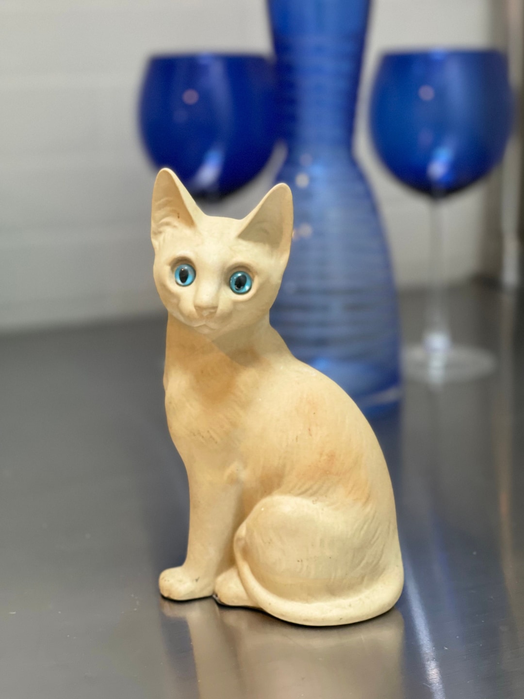 Vintage Bisque Cat, Siamese Cat Figurine, Japanese Pottery, Vintage ...