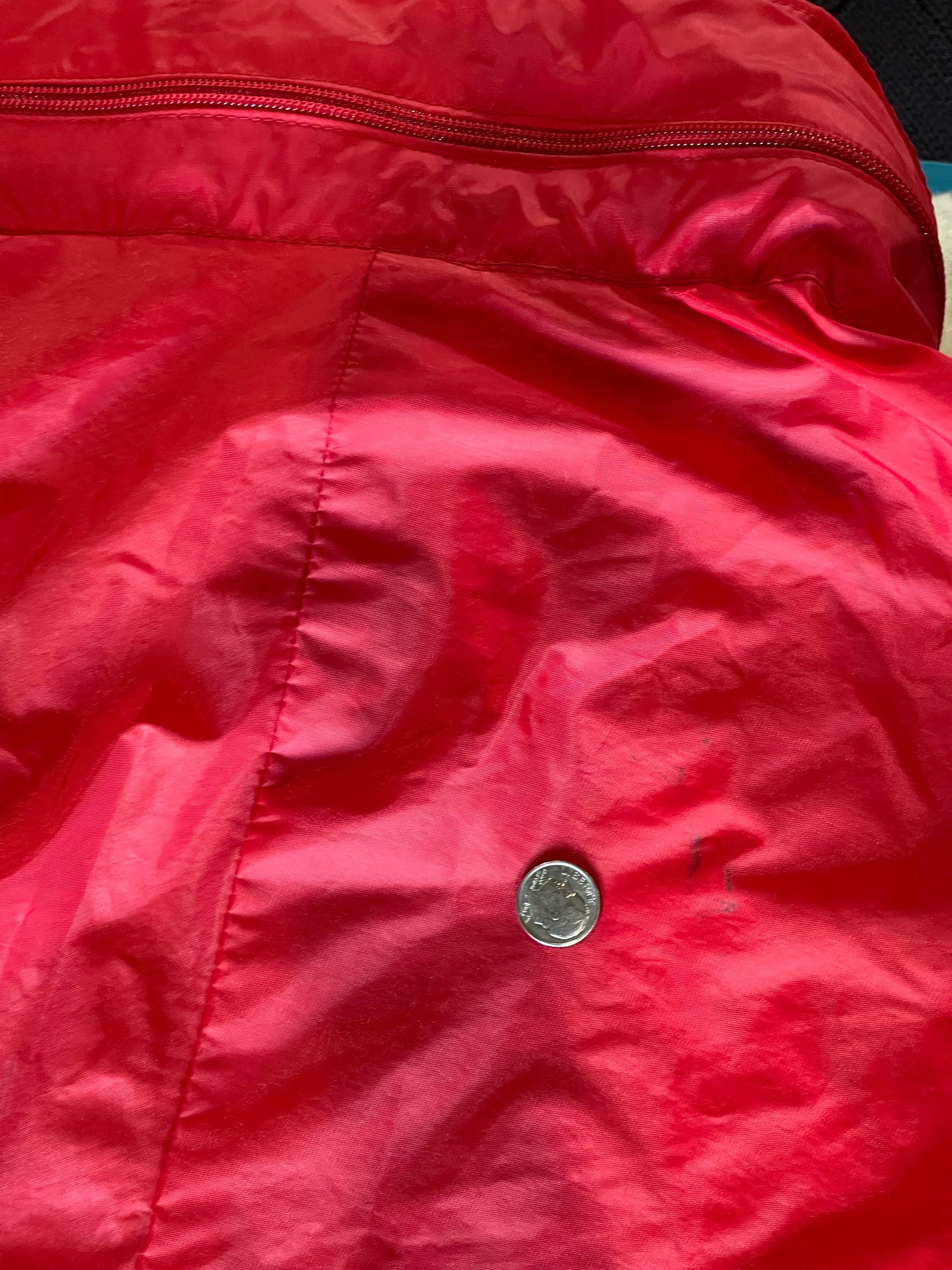 Vintage Red Nylon Windbreaker: 70s Rainbow Accents, Bermuda XXL - Etsy