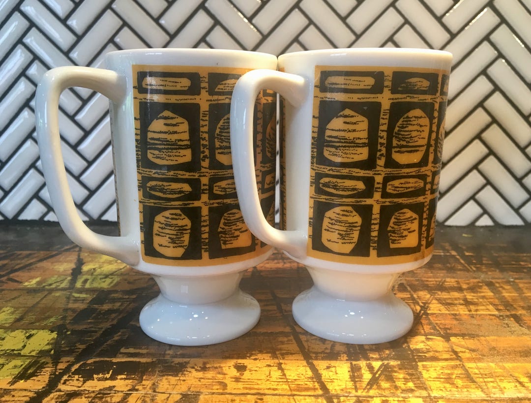 Vintage 1960s Mug Set, Mid Century Dishes, Japanese Cups, Brutalist ...