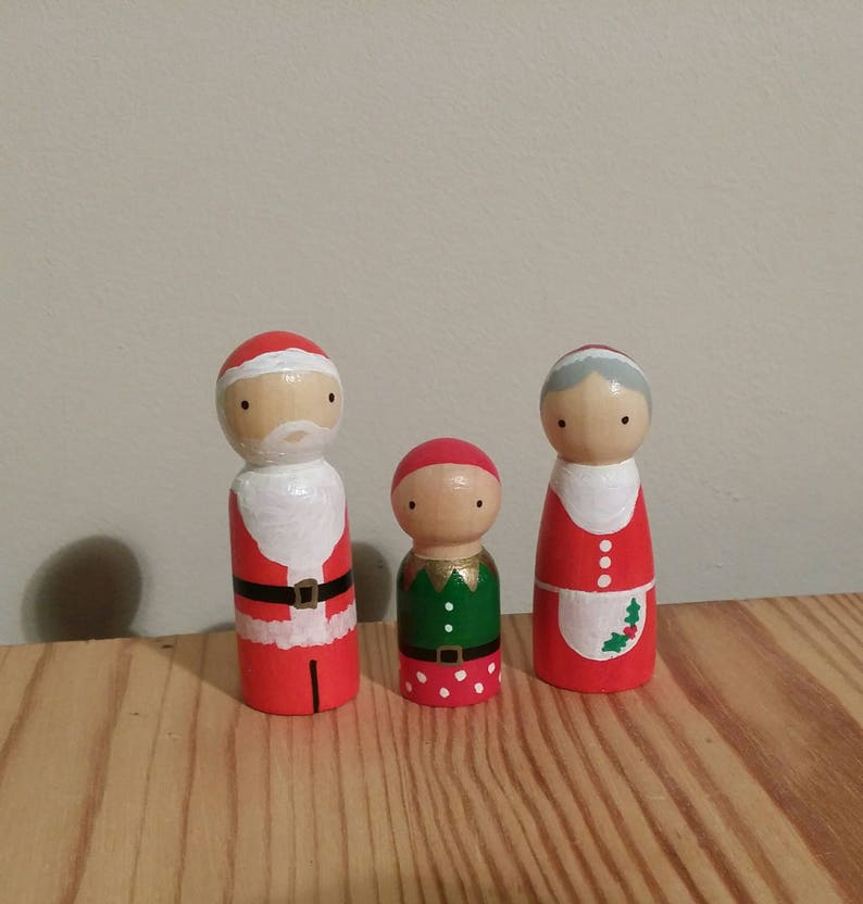 Christmas Peg Dolls Hand-painted Wooden Peg Dolls Santa - Etsy UK