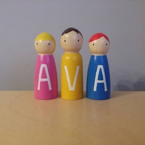 Personalised Letter Peg Dolls Name Peg Dolls, New Baby Gift ...