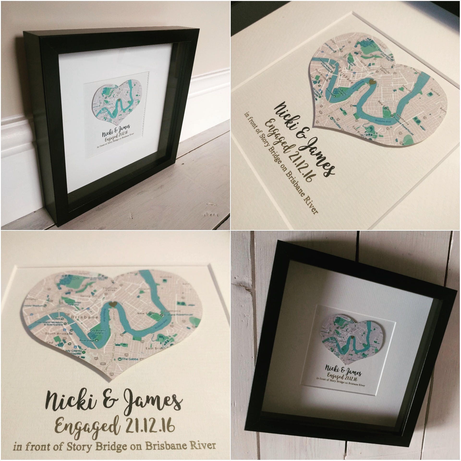 Map Heart Frame - Personalised Engagement Present, Custom Wedding Gift ...