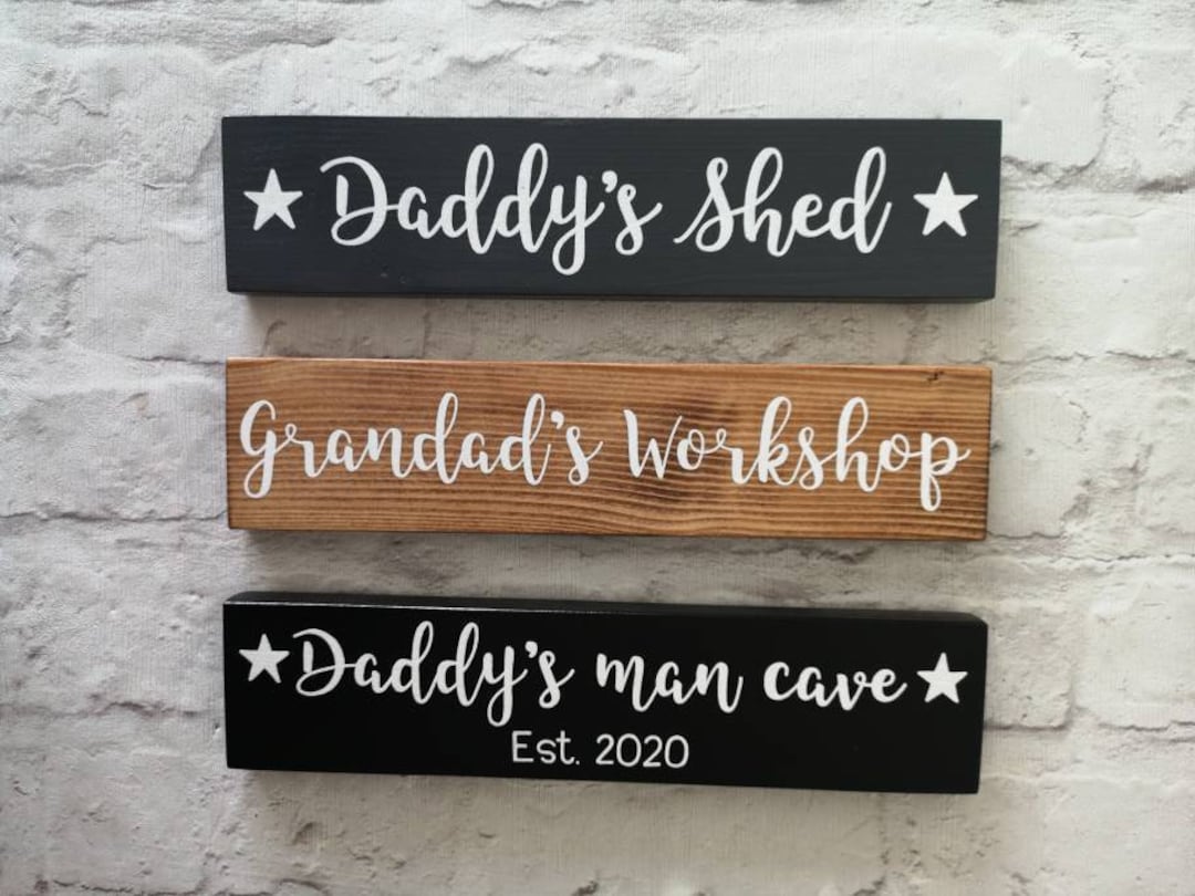 Personalised Shed Sign - Custom Wooden Sign, Daddy's Shed Sign, Grandad ...