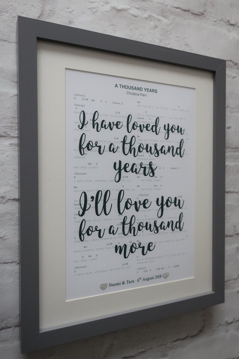 Personalised First Dance Song Lyrics framed GUITAR CHORDS | Etsy
