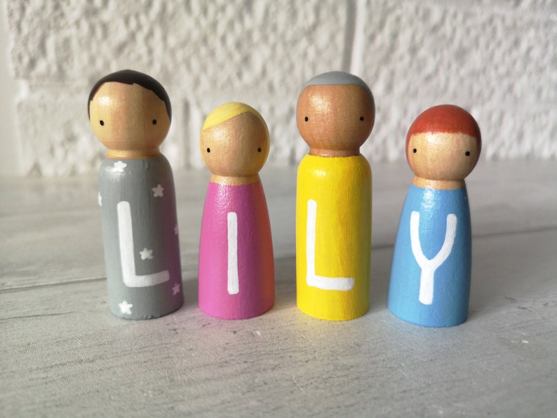 Personalised Letter Peg Dolls name peg dolls new baby gift | Etsy