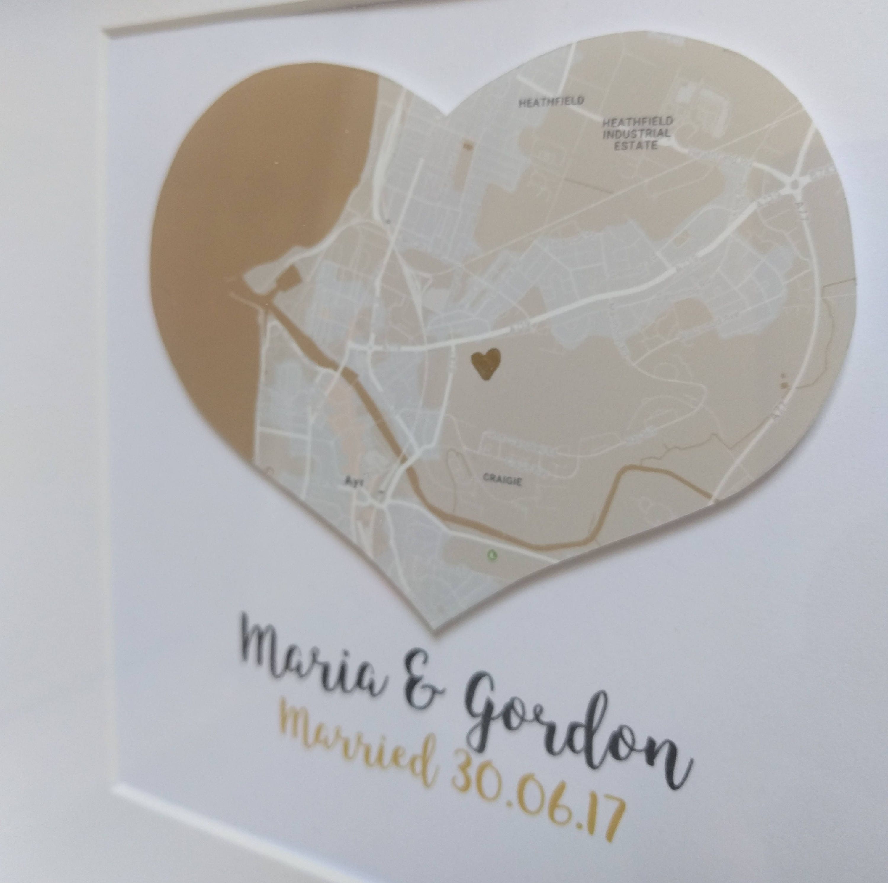 Map Heart Frame - Personalised Engagement Present, Custom Wedding Gift ...