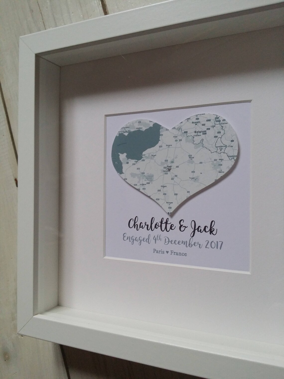 Map Heart Frame personalised engagement present custom | Etsy